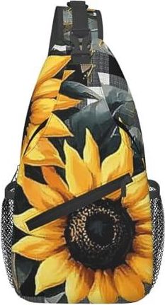 Generic Sac &agrave; dos de voyage &agrave; bandouli&egrave;re motif tournesol, papillon et feuilles noires pour homme, sac &agrave; dos de randonn&eacute;e