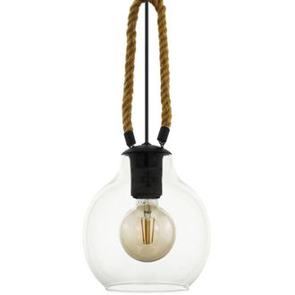 Eglo Lampe &agrave; suspension en verre Roding avec corde - 43617
