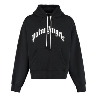 Palm Angels Homme, Sweatshirts et sweats à capuche, Noir, Taille: XS Logo Cotton Sweat à capuche