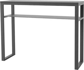 Generic Flurtisch, hinter dem Couchtisch, schmaler Konsolentisch, zweistöckige Konsolentische, schmaler H-Tisch, hohe Metalltische mit Massivholzplatte, Vinta