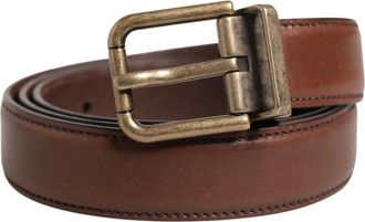 Dolce & Gabbana Homme, Accessoires, Brun, Taille: ONE Size Classic Leather Metal Buckle Belt