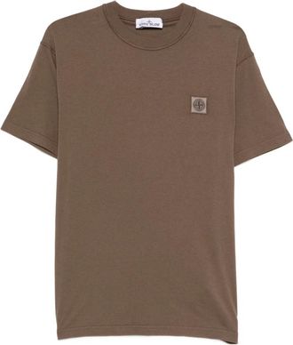 Stone Island Homme, Tops, Brun, Taille: XL Compass Patch Crewneck T-Shirt