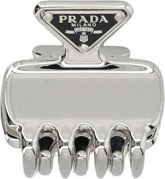 Prada Haarschmuck - Polished Silver Metal Hair Clip With Triangular Em - Gr. unisize - in Wei&szlig; - f&uuml;r Damen