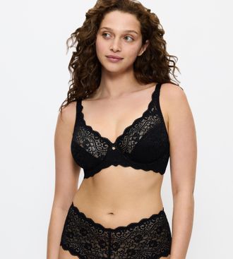Triumph B&uuml;gel-BH TRIUMPH Amourette W, Damen, Gr. 100, Cup C, schwarz, Spitze, Obermaterial: 62% Polyamid, 24% Elasthan, 8% Lyocell, 6% Polyester, unifarben, B
