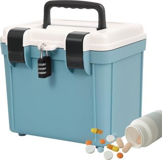 Generico Verriegelbare Medizinbox: Sichere Aufbewahrung von Pillen, moderner medizinischer Organizer, Sicherheitsverriegelung, pers&ouml;nlicher Caddie-Dekoration, 