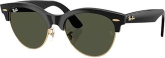 Ray-Ban Oakley Clubmaster Way Lunettes de soleil unisexes, Noir sur dor&eacute;/vert, 54 mm