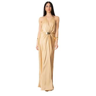 Simona Corsellini Robe Longue en Satin - Femme - Robes - Jaune - Taille: 42 FR