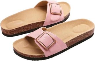 Generic ZBDZSW Pantoufles plates d&eacute;t&eacute; pour femme Design Sabots pour femme Mules pour femme Mode li&egrave;ge Sabots Pantoufles Boucle r&eacute;glable, rose, 5.5 UK