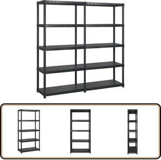 vidaXL Vidaxl - tag&egrave;re de rangement &agrave; 5 niveaux Noir 170x40x185 cm Plastique - &Eacute;tag&egrave;re De Rangement - &Eacute;tag&egrave;re Industrielle - Meuble De Rangement - Stockage