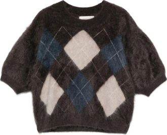 Lisa Yang Femme, Pulls, Brun, Taille: 38 FR Pull &agrave; Manches Bouffantes et Col Rond