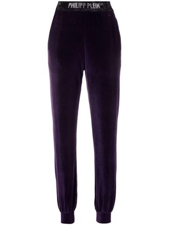 Philipp Plein pantalon de jogging en velours &agrave; logo - Violet
