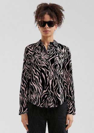 QS by s.Oliver Langarmbluse Bluse Gemusterte Bluse aus Viskosemix