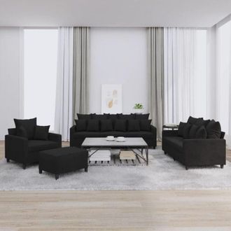 vidaXL Vidaxl - Ensemble de canap&eacute;s 4 pcs avec coussins Noir Velours