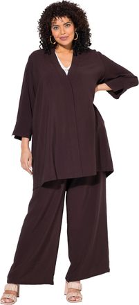 Ulla Popken Damen große Größen Übergrößen Plus Size Jacke, V-Ausschnitt, Druckknopf, 7/8-Arm Mahagoni 54+ 840210115-54+