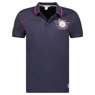 Geographical Norway Kilsvik Men - Polo Homme Classique - Polos Coton Manches Courtes Decontracte Col Bouton - Casual Shirt Tops Regular Classic - Printemps &Eacute;t&eacute; (MARINE XX