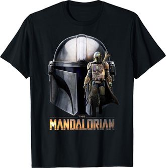 Star Wars The Mandalorian Helmet Portrait Mashup T-Shirt