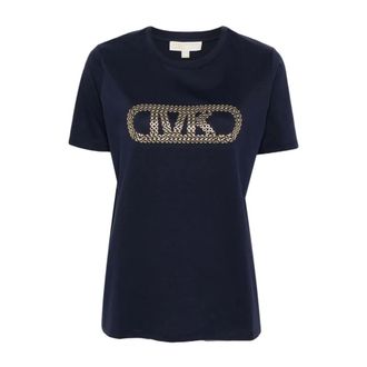 Michael Kors Femme, Tops, Bleu, Taille: 40 FR T-shirt classique Empire bleu nuit avec oeillets