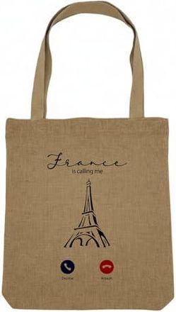 Fabulous Sac Shopping Tote Bag Aspect Lin - France Is Calling Me Eiffel Tower Paris Travel - Sac de Courses Toile Epaisse 360g Beige Naturel Cabas Port&eacute; Epaule