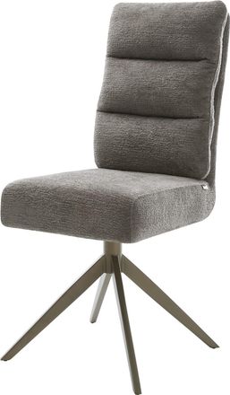 DELIFE Esszimmerstuhl Pela-Flex Kreuzgestell breit Effektfinish Titan Boucl&eacute; Soft Schlamm 360&deg; drehbar Wippfunktion Taschenfederkern