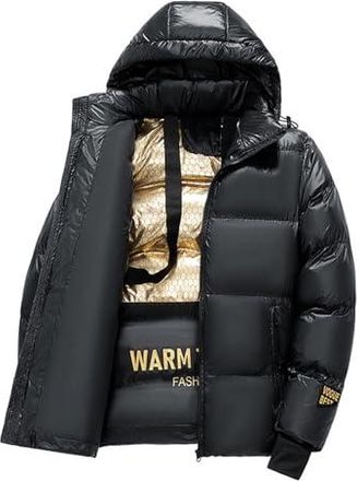 Generico Doudoune Homme Hiver Casual Chaud &Eacute;pais Veste Avec Poches Dhiver Couleur Unie Doudoune Manches Longues Grande Taille Randonn&eacute;e Veste &Agrave; Capuche Lourd &Eacute;