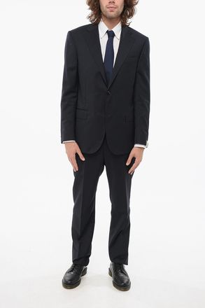 Corneliani Virgin Wool Side Vents Notch Lapel 2-Button Suit Corneliani