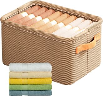 Generic Faltbare Aufbewahrungsbox | Baumwoll- Und Leinen Klappbox Mit Tragegriff,Weicher Kleiderschrank-Organizer, Mode-Aufbewahrung F&uuml;r Jeans, Pullover & Leg