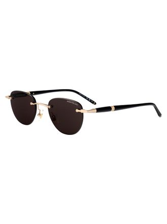 Montblanc MB0412S Round Injected Frame Sunglasses - Gold