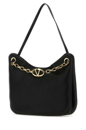 Valentino Garavani Womens Black Leather Vlogo Moon Shopping Bag Nero Borse A Mano