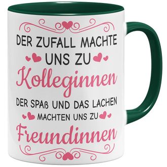 OM3 Der Zufall machte uns zu Kolleginnen Freundinnen Kaffee-Tasse Geschenkidee Dankeschön Lieblingskollegin | Keramik Becher | 11oz 325ml | Beidseitig Bed