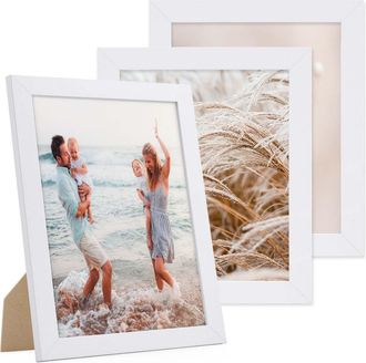 Photolini Bilderrahmen 20x25 cm Weiß MDF-Holz, breite Rahmen, 3er Set, modern, bruchsicheres Acrylglas, zum Aufhängen & Aufstellen, extra Zubehör - für Ihre sti