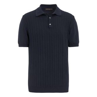 Oscar Jacobson Blaues Barto Stripe Poloshirt Nachtblau - - Tops - Herren - Blau - M