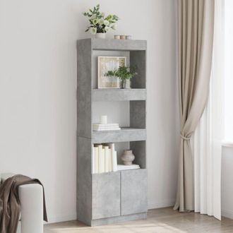 vidaXL Buffet haut 63x33x180 cm gris b&eacute;ton bois ding&eacute;nierie - Vidaxl