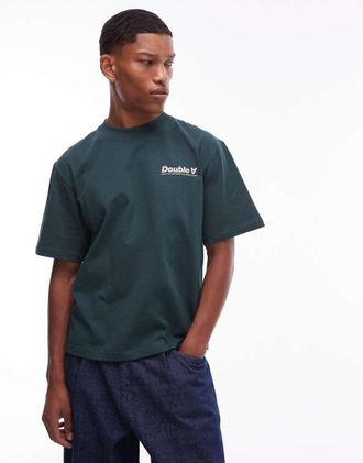 Wood Wood Liam - T-Shirt in Dunkelgrün mit Logo