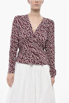 Isabel Marant ETOILE Patterned Viscose V-Neck Blouse size 40