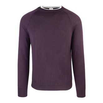 Eleventy Schmal geschnittener Rundhalsausschnitt Pullover mit Kontrastbesatz - - Knitwear - Herren - Lila - L