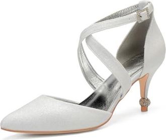 Generic Chaussures De Mariage Femme Bout Pointu Talon Haut Escarpins Sangle Croisée Stylet Talons Mariée Soirée Talons 7.5Cm,Ivoire,41 EU