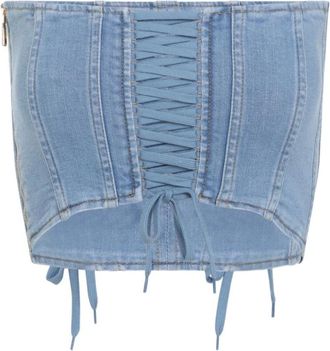Elisabetta Franchi Femme, Tops, Bleu, Taille: 40 FR Urban Denim Bustier