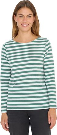 Cecil Damen 3227274 Gestreiftes Basic Shirt, Jewel Green, S EU