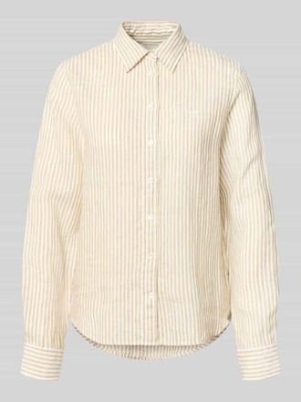 GANT Regular Fit Leinenbluse mit Hemdblusenkragen und Label-Stitching