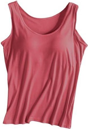 Generic avec soutien-gorge int&eacute;gr&eacute; - D&eacute;bardeurs tendance pour femmes - Col rond - Sans manches - Chemises d&eacute;t&eacute; athl&eacute;tiques solides - Tendance - Mignon - D&eacute;bar