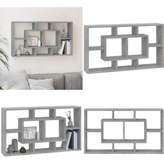 vidaXL Wandregal mit 8 F&auml;chern Grau Sonoma - Wandregal - Grau - Holzwolle - Regal - Dekoration - Home & Living