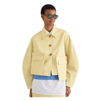 Meimeij Femme, Vestes, Jaune, Taille: 42 FR Veste chemise doubl&eacute;e &agrave; col