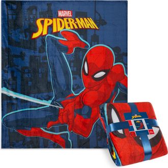 Disney Marvel Spiderman Fleecedecke Klein Warme Kuscheldecke Flauschig Wohndecke Bunt f&uuml;r Bett, Couch, Winter 150x130cm Spiderman Geschenk (Blau Spiderman)