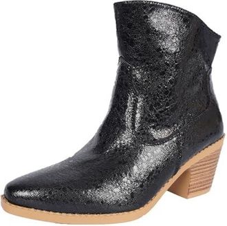 Generic Bottines Femme &agrave; Talon Carr&eacute; Bout Pointu Slip-on Style Western Bottes De Cowboy Tendances Brillant Bottines L&eacute;g&egrave;res Chaussures D&eacute;contract&eacute;e 37