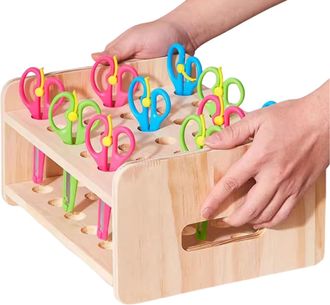 Generic Scherenst&auml;nder - Holzregal mit 30 Schlitzen Platzsparend | Frisierb&uuml;rste und Schere Organizer - f&uuml;r Kamm, Pinsel, Toilettenwerkzeuge, Kosmetik, Klasse