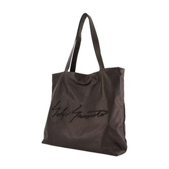 Yohji Yamamoto Unisex L Shopper Bag - Yohji Yamamoto Leather Black Cowhide Totes-Shopping-Bags
