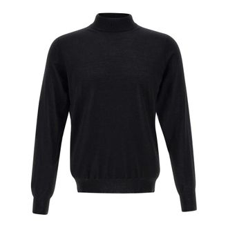 FILIPPO DE LAURENTIIS Homme, Pulls, Noir, Taille: 2XL Pull en Laine M&eacute;rinos Noir Col Montant