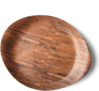 Holst Porzellan Teller halbtief 26 x 21 cm Holz Optik, II. Wahl, Set 6, bis zu 150% resistenter als herk&ouml;mmliches Porzellan