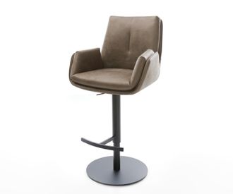 DELIFE Barstuhl Clea-Flex Mikrofaser Taupe Vintage Drehfu&szlig; h&ouml;henverstellbar Metall Schwarz, Barst&uuml;hle
