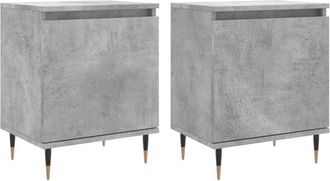 vidaXL Nachttische 2 Stk. Betongrau 40x30x50 cm Holzwerkstoff Vidaxl